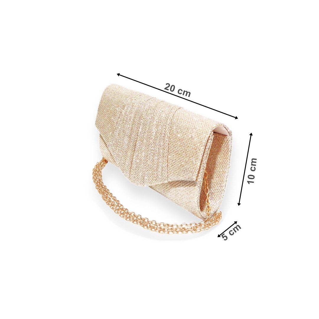 Geanta plic pentru ocazii si petreceri, bej sampanie, sclipitor, 20x10 ...