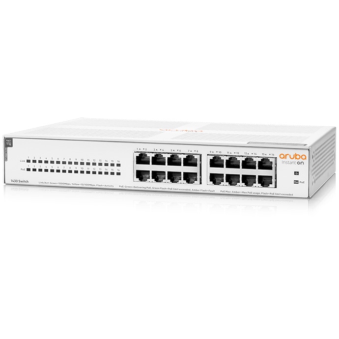 Switch Aruba R8R48A Instant On 1430, 16 porturi Gigabit Class4 PoE 124W ...