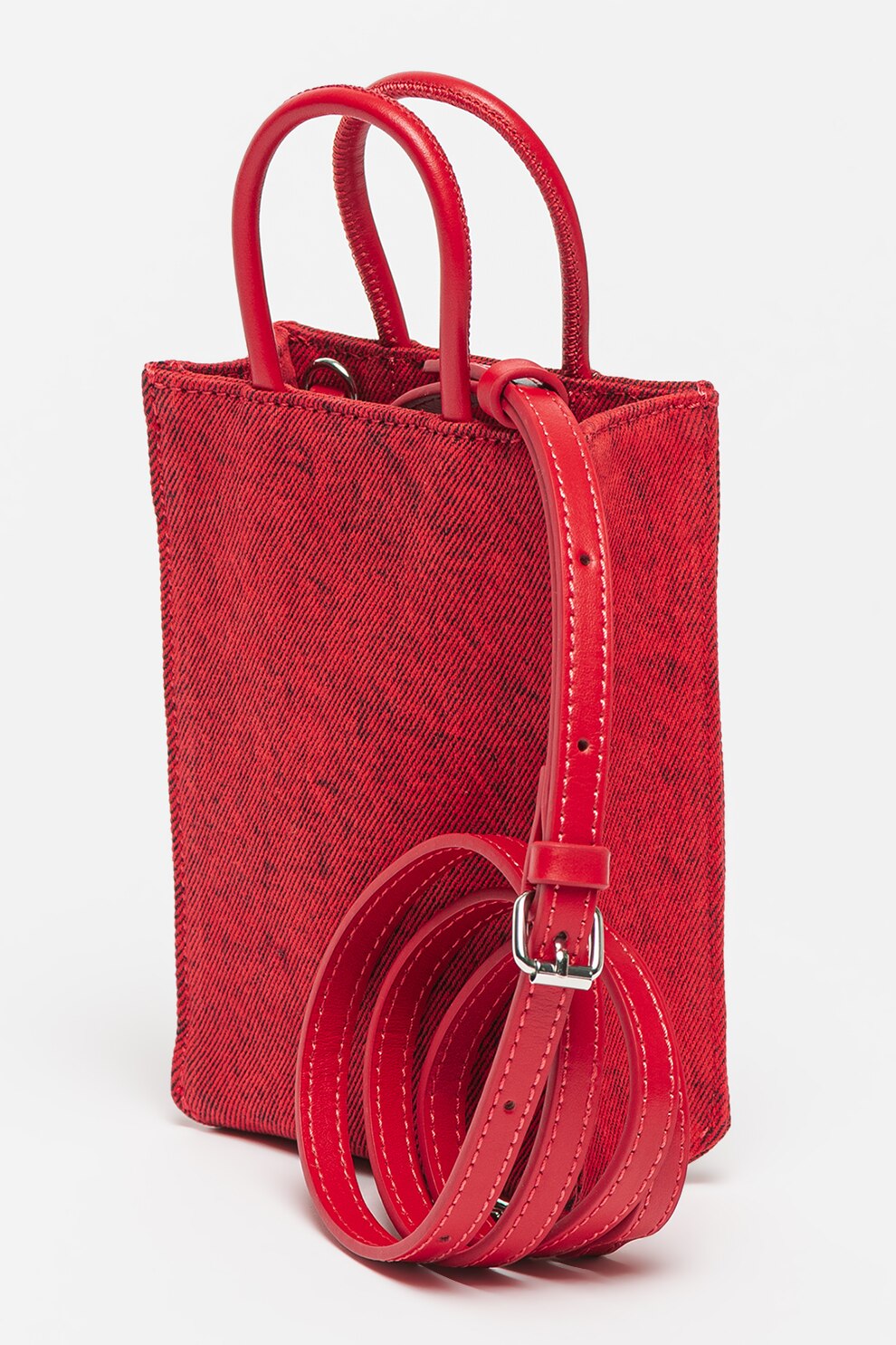 Diesel, Geanta shopper mica unisex cu logo in relief, Rosu, Albastru ...