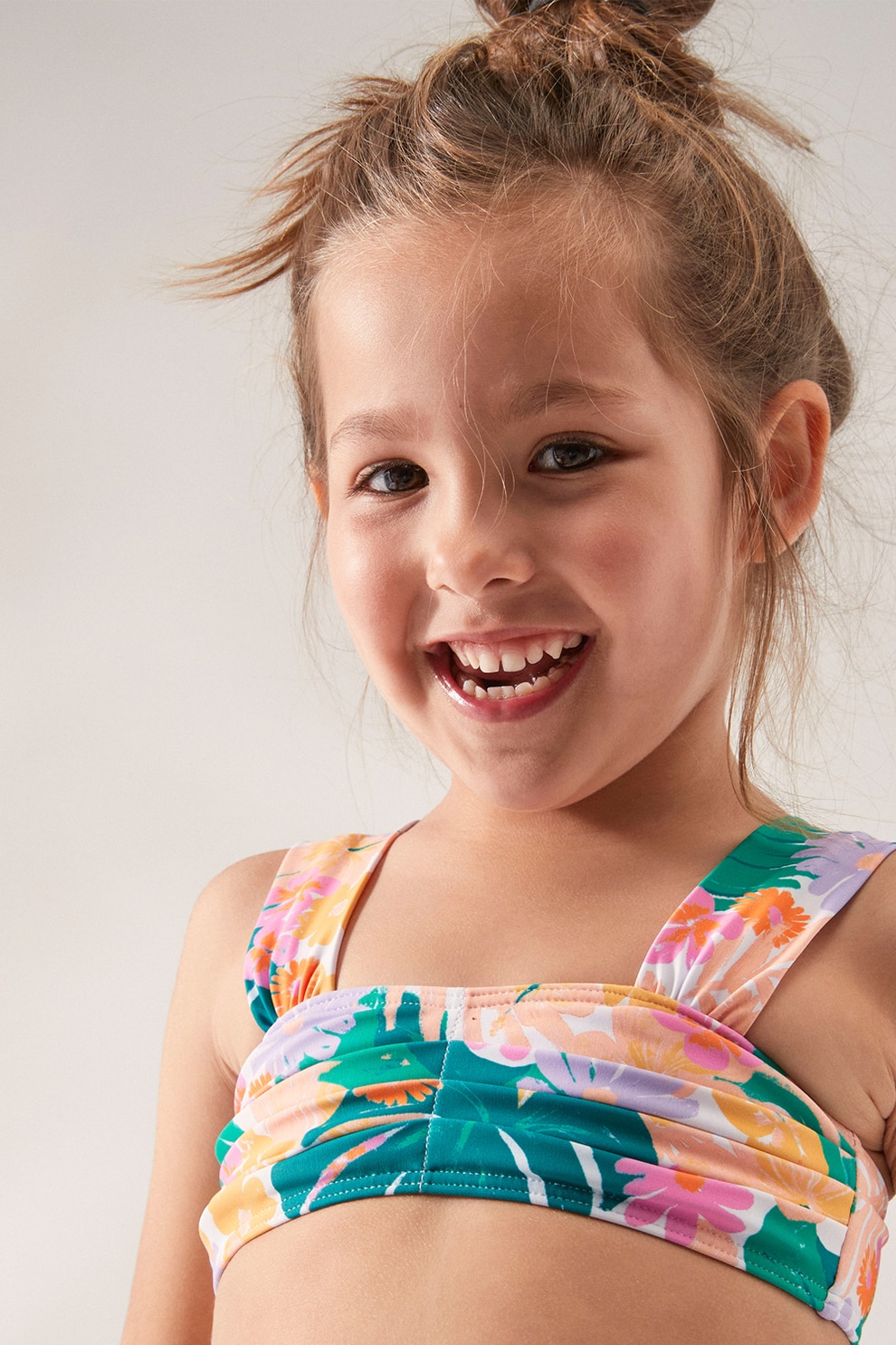 ROXY, Бански Paradisiac от две части с принт, Зелен, Оранжев, Розов ...