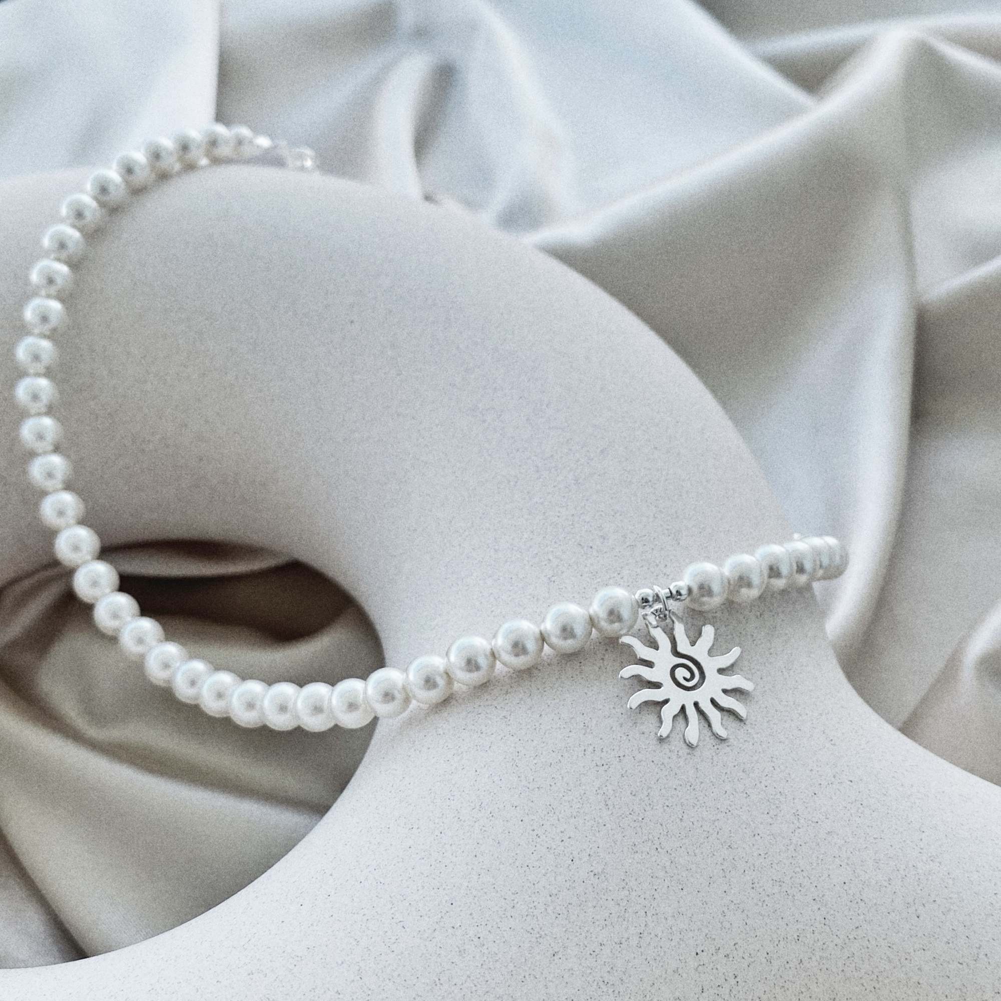 Colier cu Perle Swarovski si pandantiv SOARE, Argint 925 - eMAG.ro