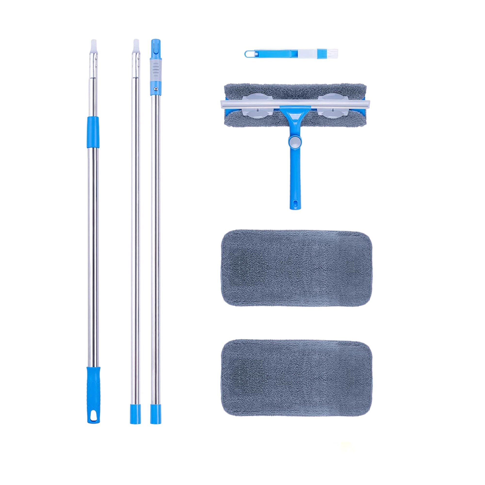 Set de curatare pentru geamuri 3 in 1 cu doua rezerve, pamatuf, racleta ...