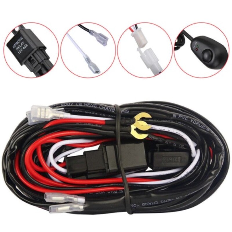 Cablaj cu releu si buton 480W, 12V, 40A, pentru proiectoare LED sau Led ...