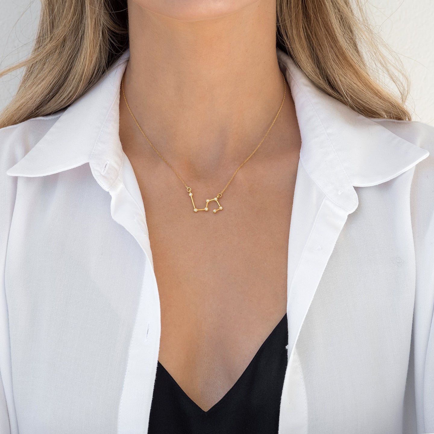 Lantisor, Loor, argint 925, placat aur galben 18K, cu constelatie Leu ...