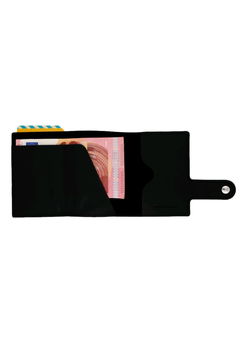 Mini portofel Mercedes-Benz, Piele naturala, 6.8x2.5x9.8 cm, Negru ...