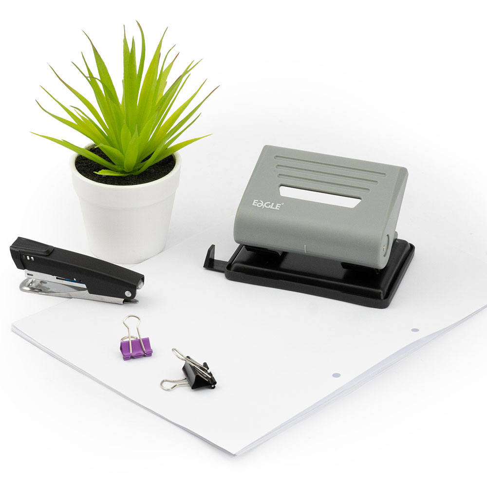 Perforator Eagle, Plastic, 25 coli, Gri/Negru - eMAG.ro