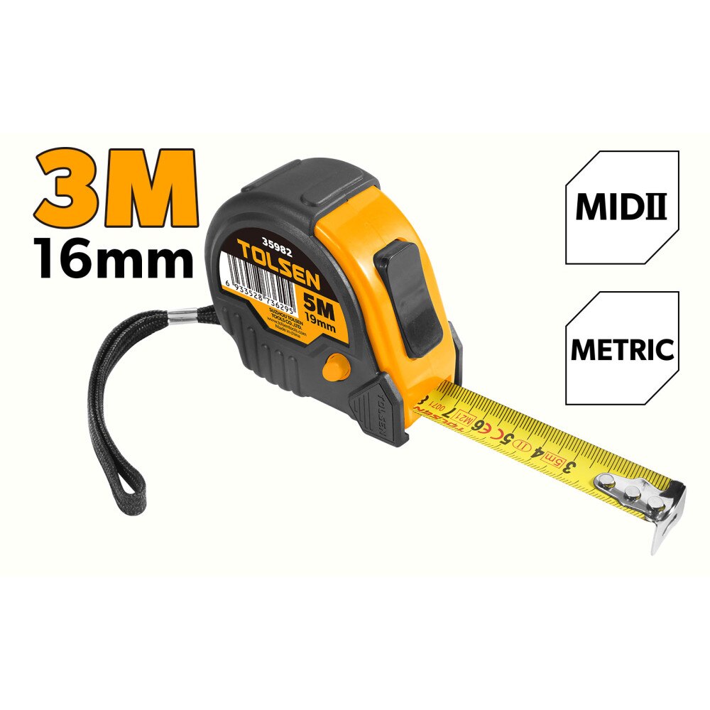 Rulett metrikus pengével, 3m x 16mm, Tolsen - eMAG.hu