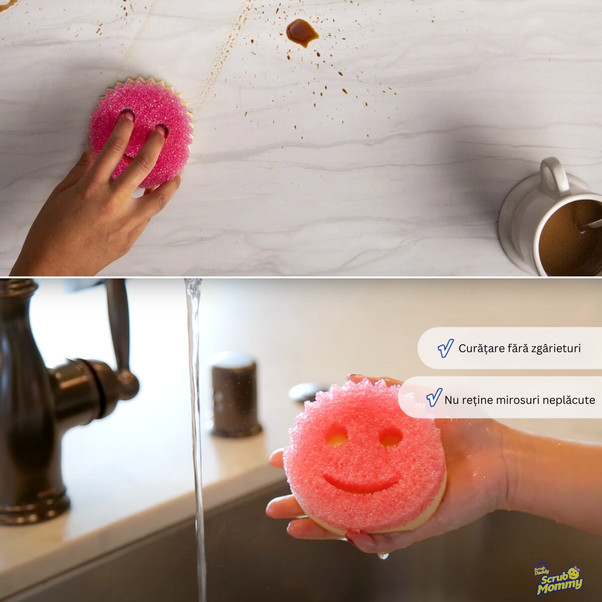 Burete Scrub Daddy Scrub Mommy, cu Suprafata Dubla, De Curatat Fara ...