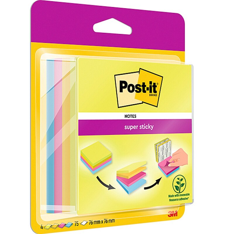 Note adezive, Post-It, 76x76 mm, Multicolor - eMAG.ro