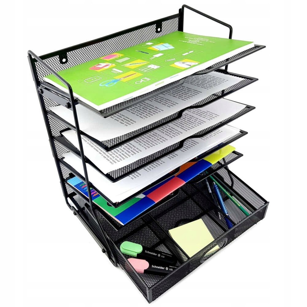 Suport de documente, 5 rafturi, A4, Negru - eMAG.ro
