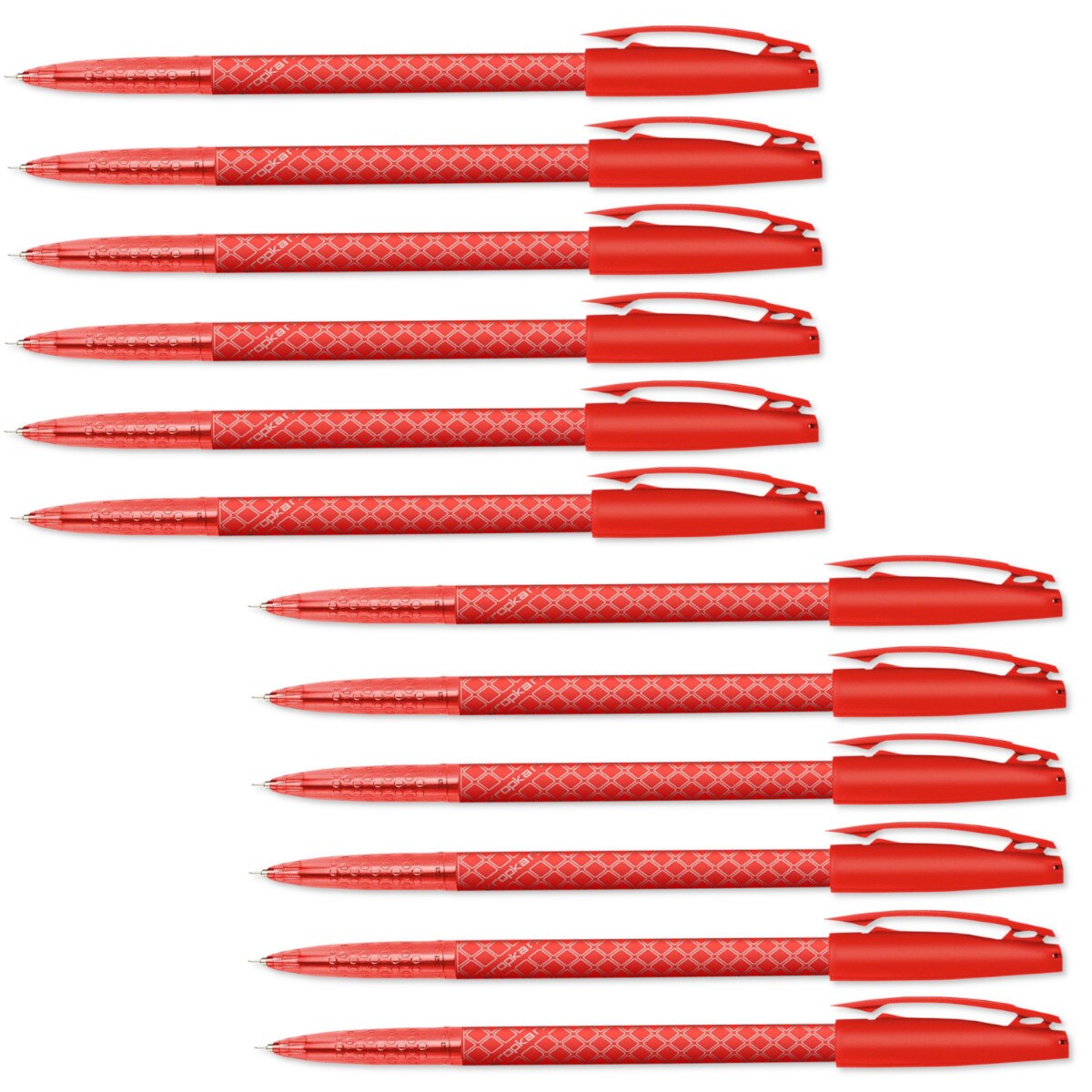 Set de 12 pixuri, 0.7 mm, Rosu - eMAG.ro
