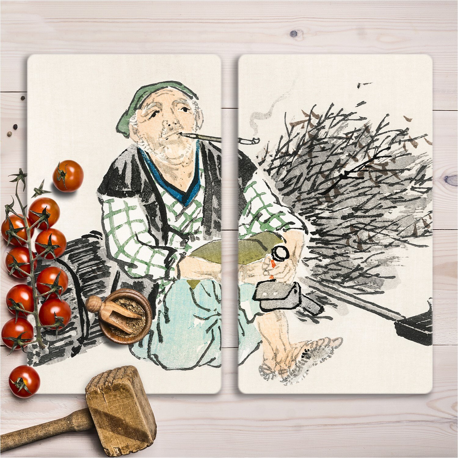 Tocator pe sticla, Dreptunghi, Pictand Satenii Asiatici Taietori De ...