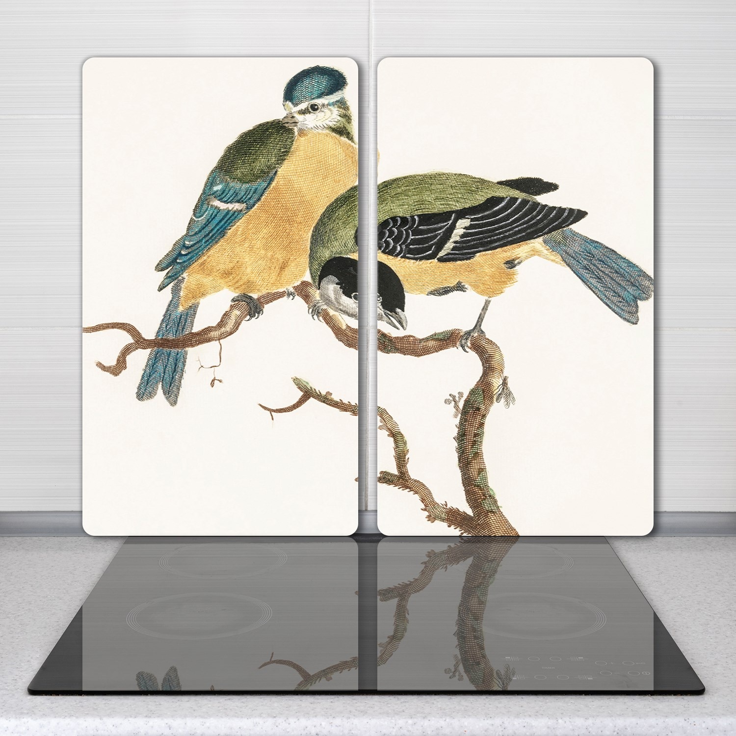 Tocator pe sticla, Dreptunghi, Desen Animale Ramura Pasari, Multicolor ...