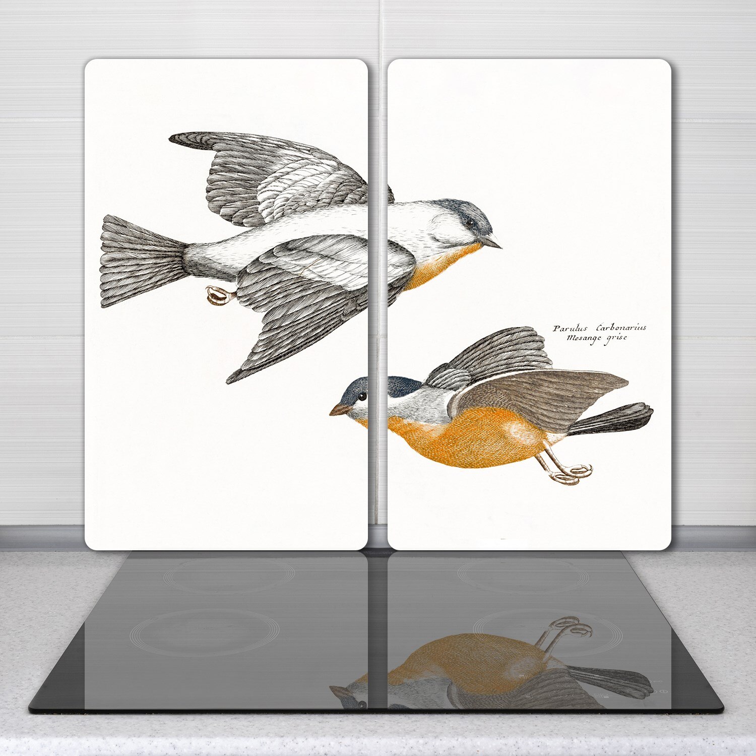 Tocator pe sticla, Dreptunghi, Desen Arta Pasari Animale, Alb, 2x30x52 ...