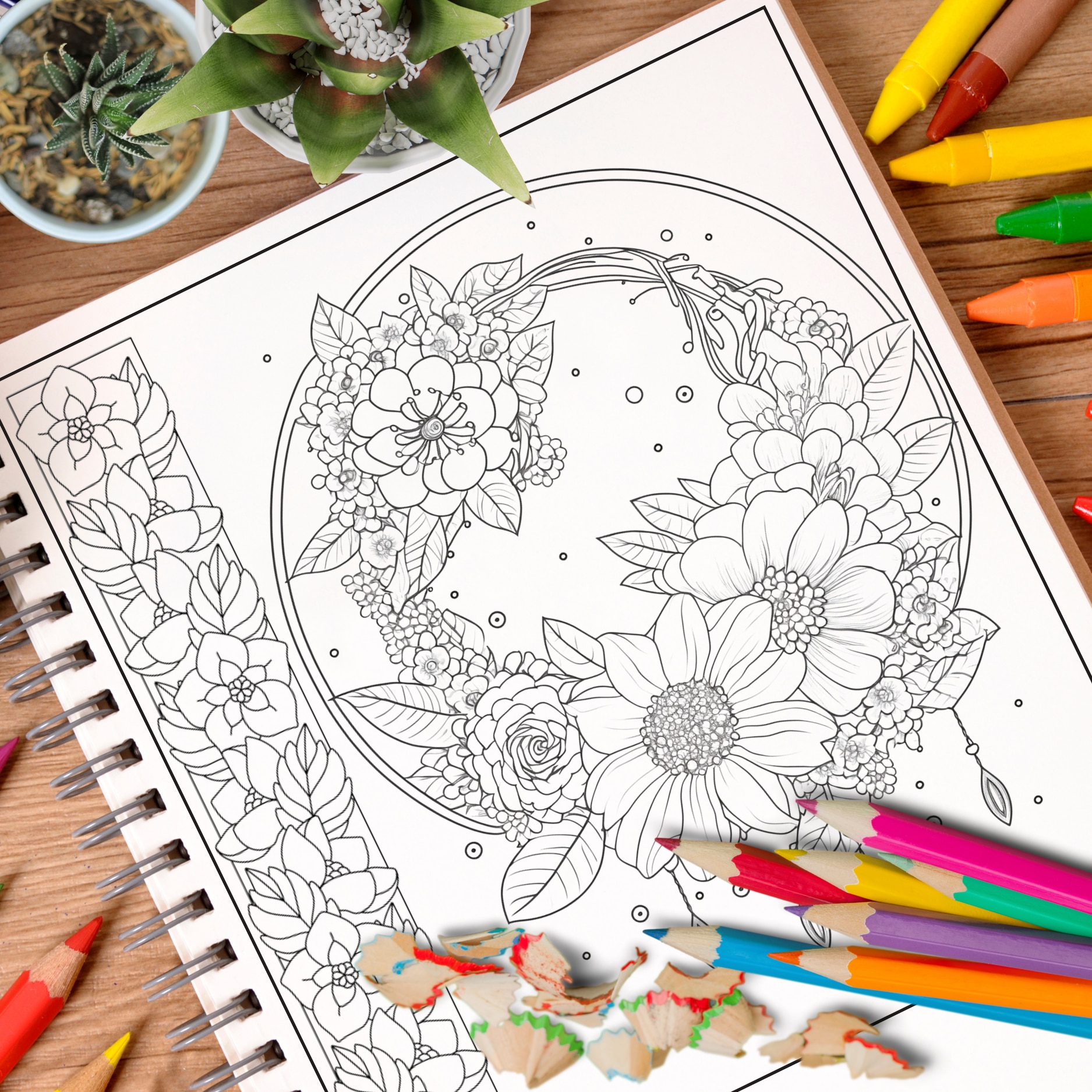 Carte de Colorat pentru Adulti, Coronite de Flori, 104 Pagini - eMAG.ro