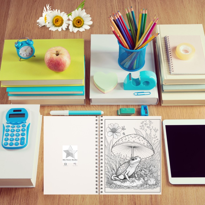 Carte de Colorat pentru Adulti, Mandala cu Ciuperci si Set 12 Creioane ...