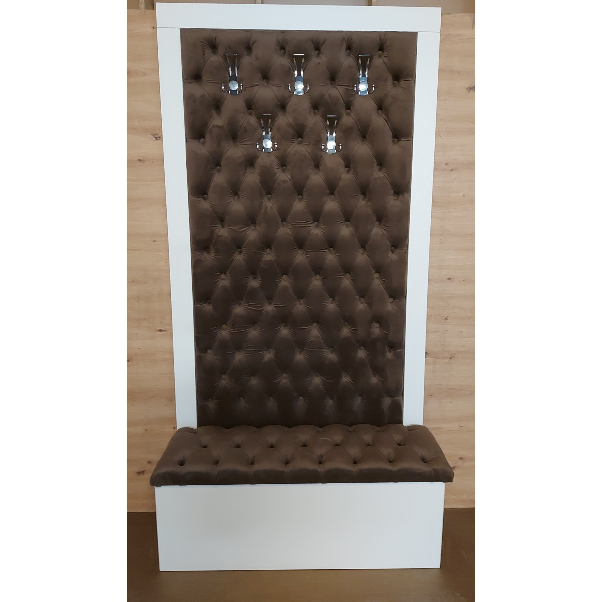 Set pantofar si cuier tapitat, pal alb/maro, 100*200*6*32 - eMAG.ro