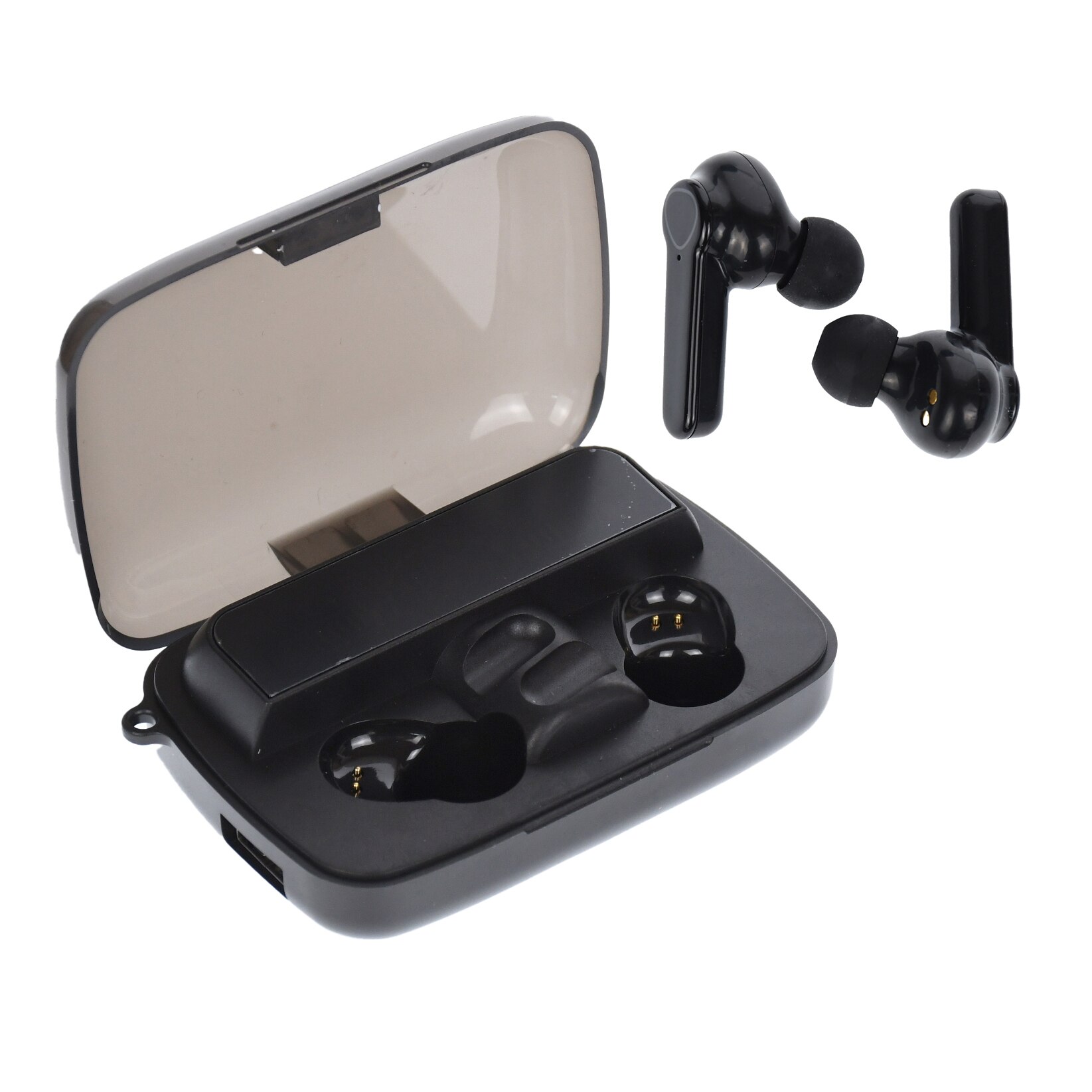 Casti bluetooth cu dock de incarcare, ecran LED, autonomie 5h ...