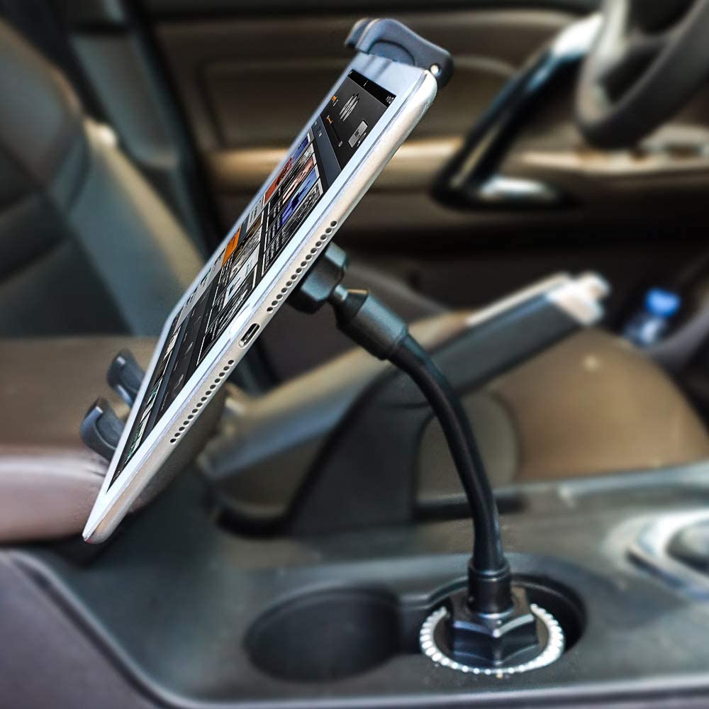 Suport auto universal pentru tableta, fixare in zona paharelor, Negru ...
