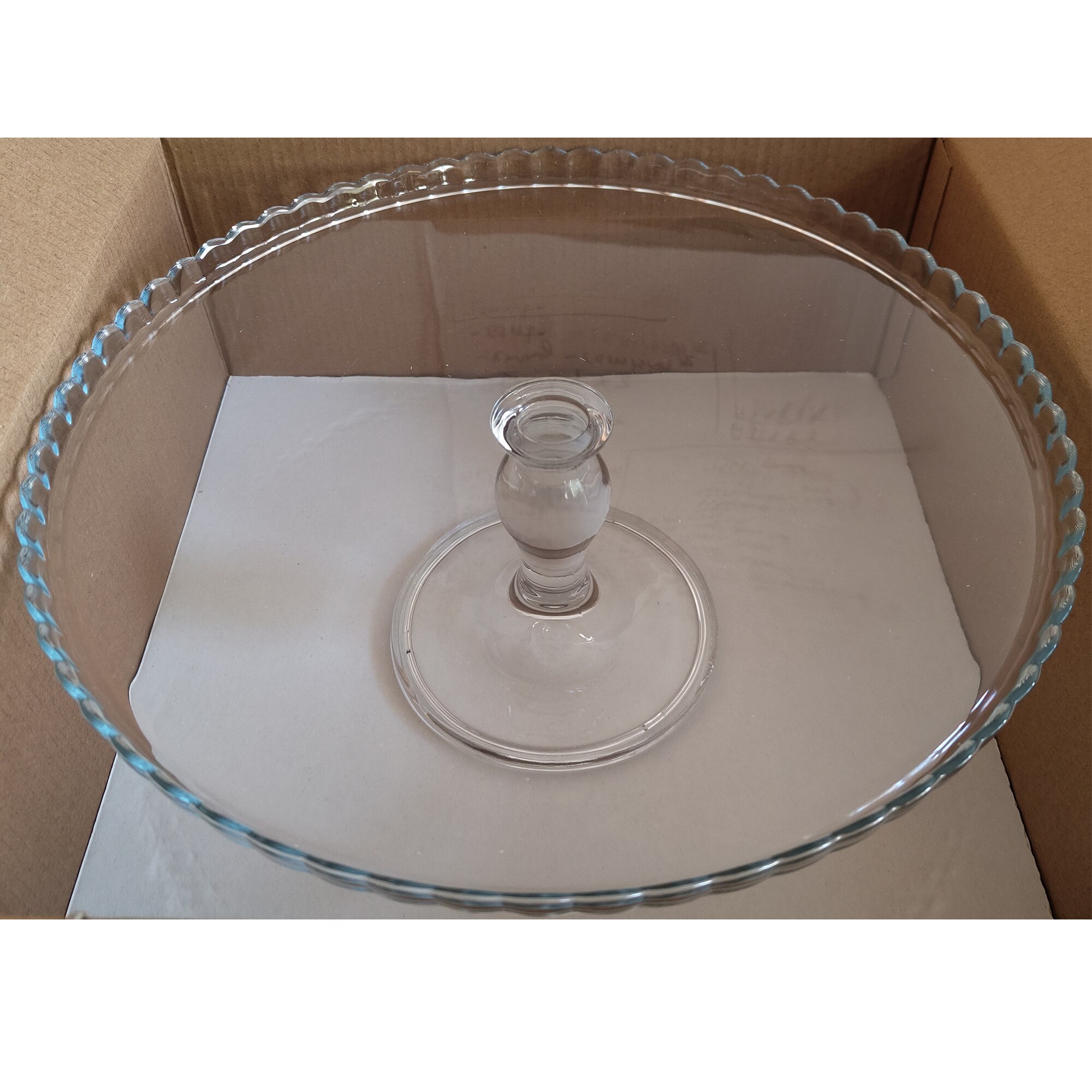 Platou/Suport pentru Tort sau Prajituri rotund, din sticla, 32cm ...