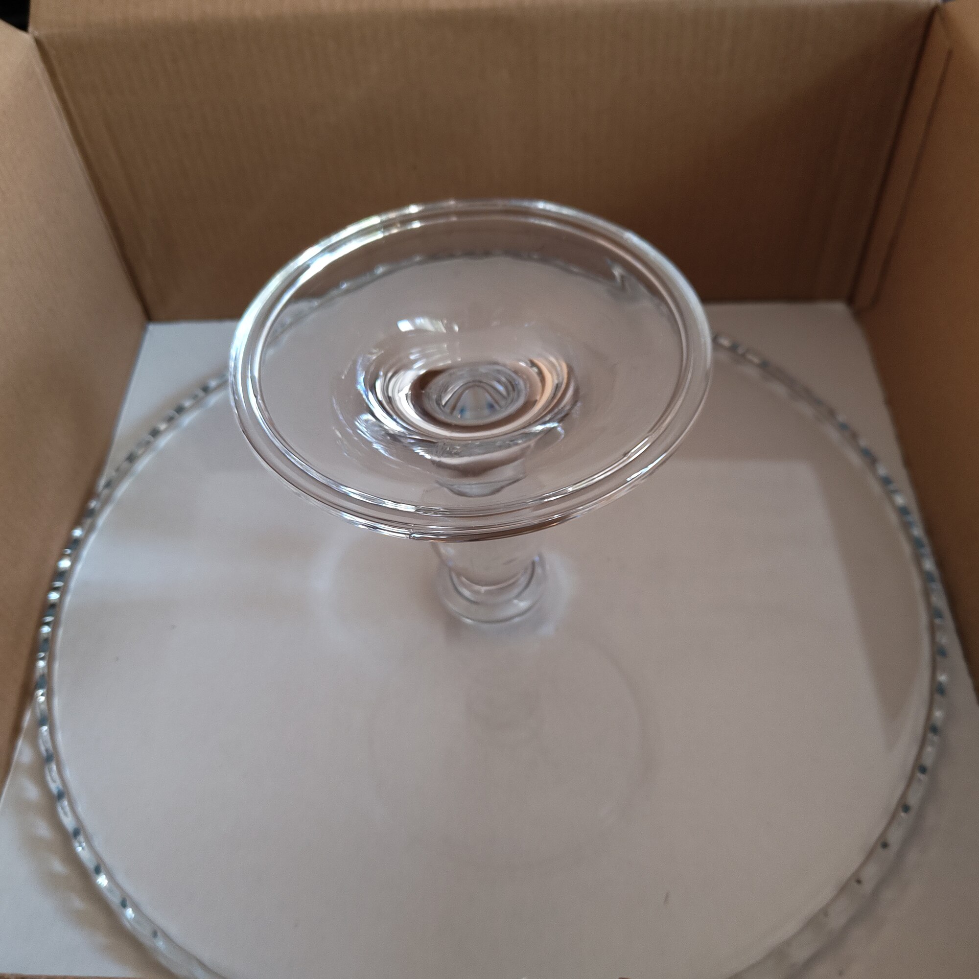 Platou/Suport pentru Tort sau Prajituri rotund, din sticla, 32cm ...