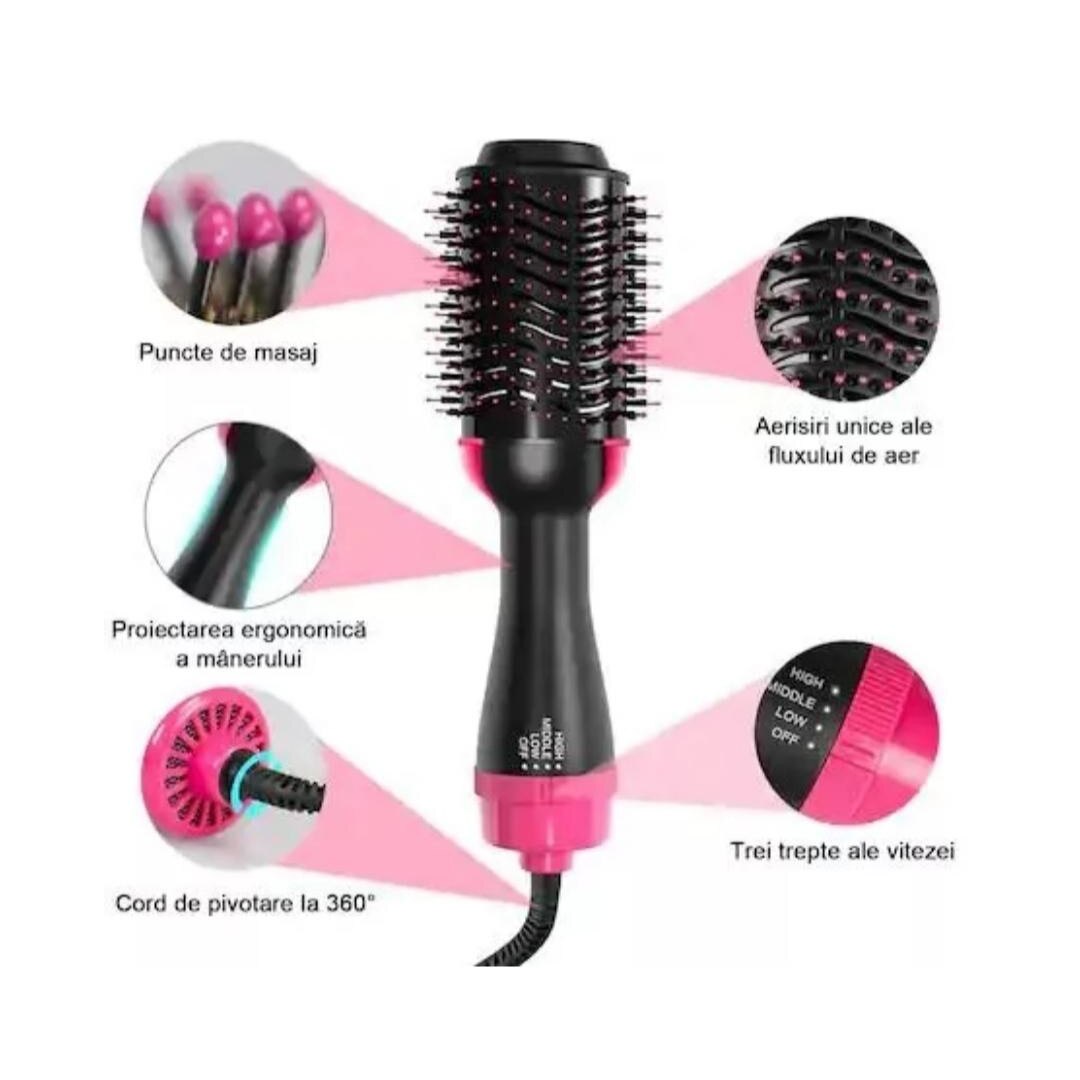Perie par One Step 1200w 3 in 1 cu aer cald - eMAG.ro