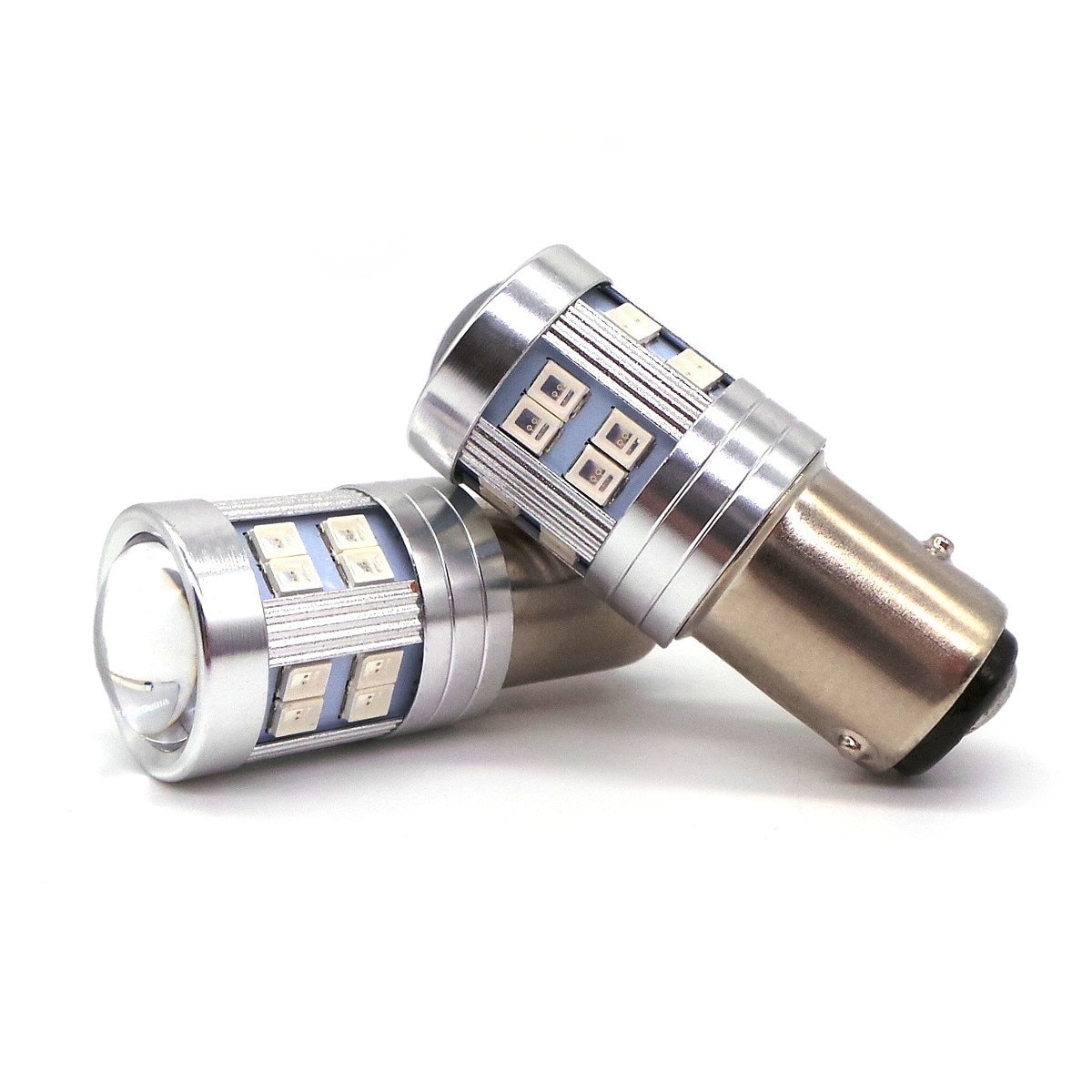 Set 2 becuri auto motoLEDy LED P21/4W, BAZ15D CANBUS 12-24V rosu - eMAG.ro
