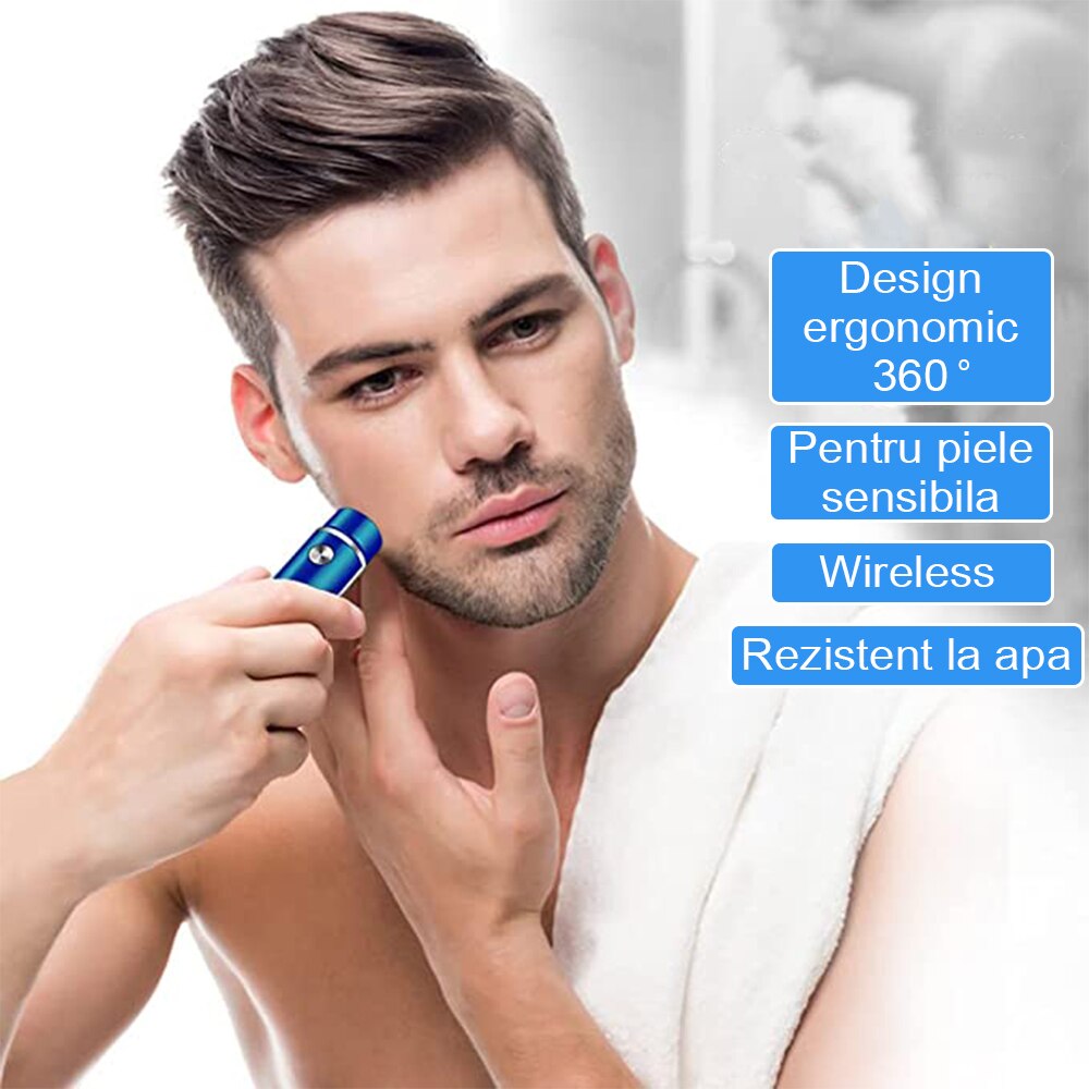 Mini aparat de ras, electric, wireless, rezistent la apa, portabil ...