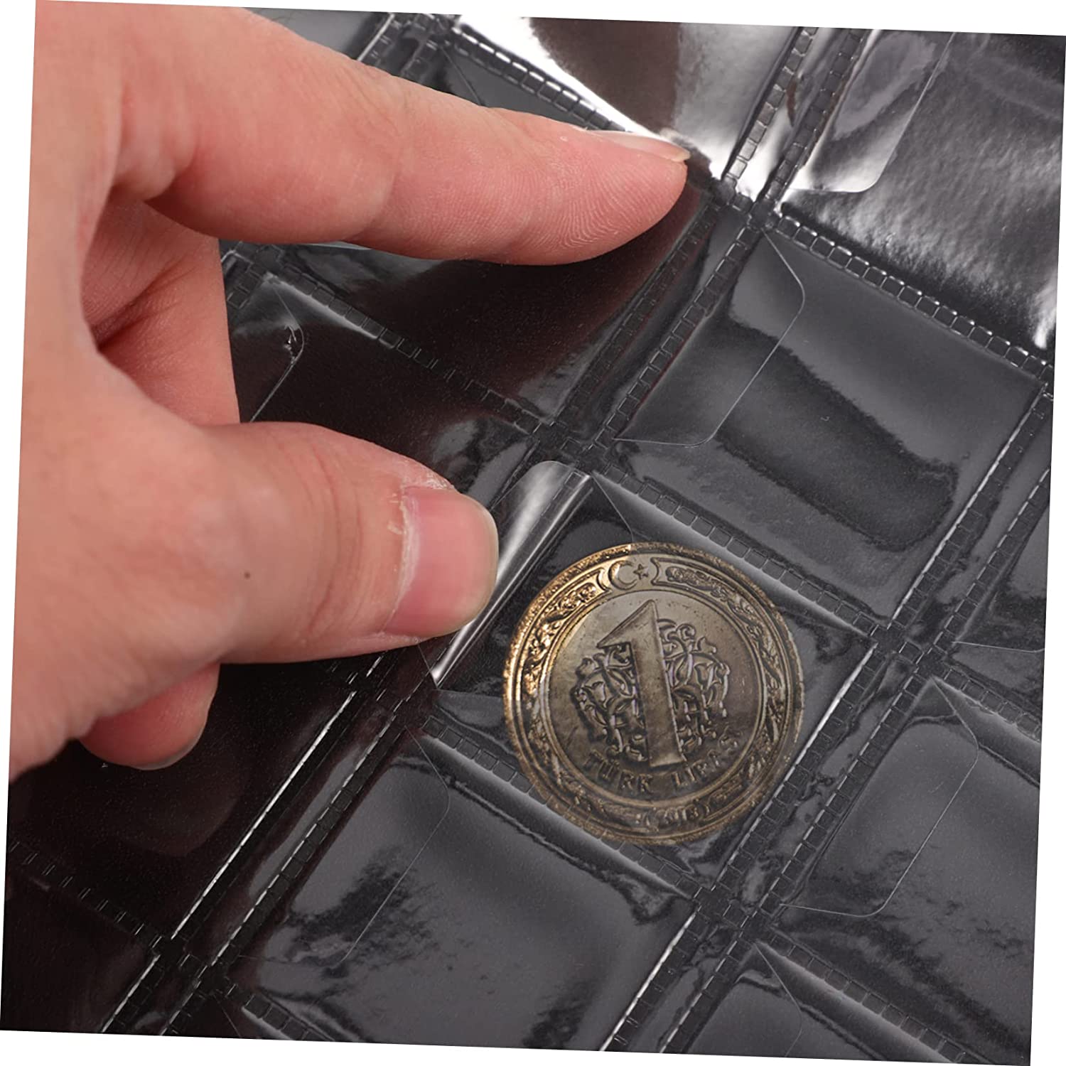 Clasor pentru monede, OLINGYOU, Poliuretan, Negru - eMAG.ro