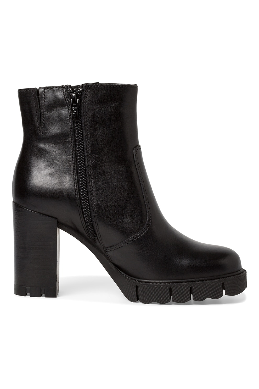 Tamaris, Botine din piele cu toc masiv - eMAG.ro