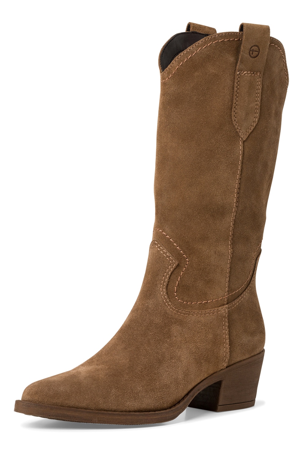 Tamaris, Cizme medii din piele cu toc inalt, Caramel, 37 - eMAG.ro