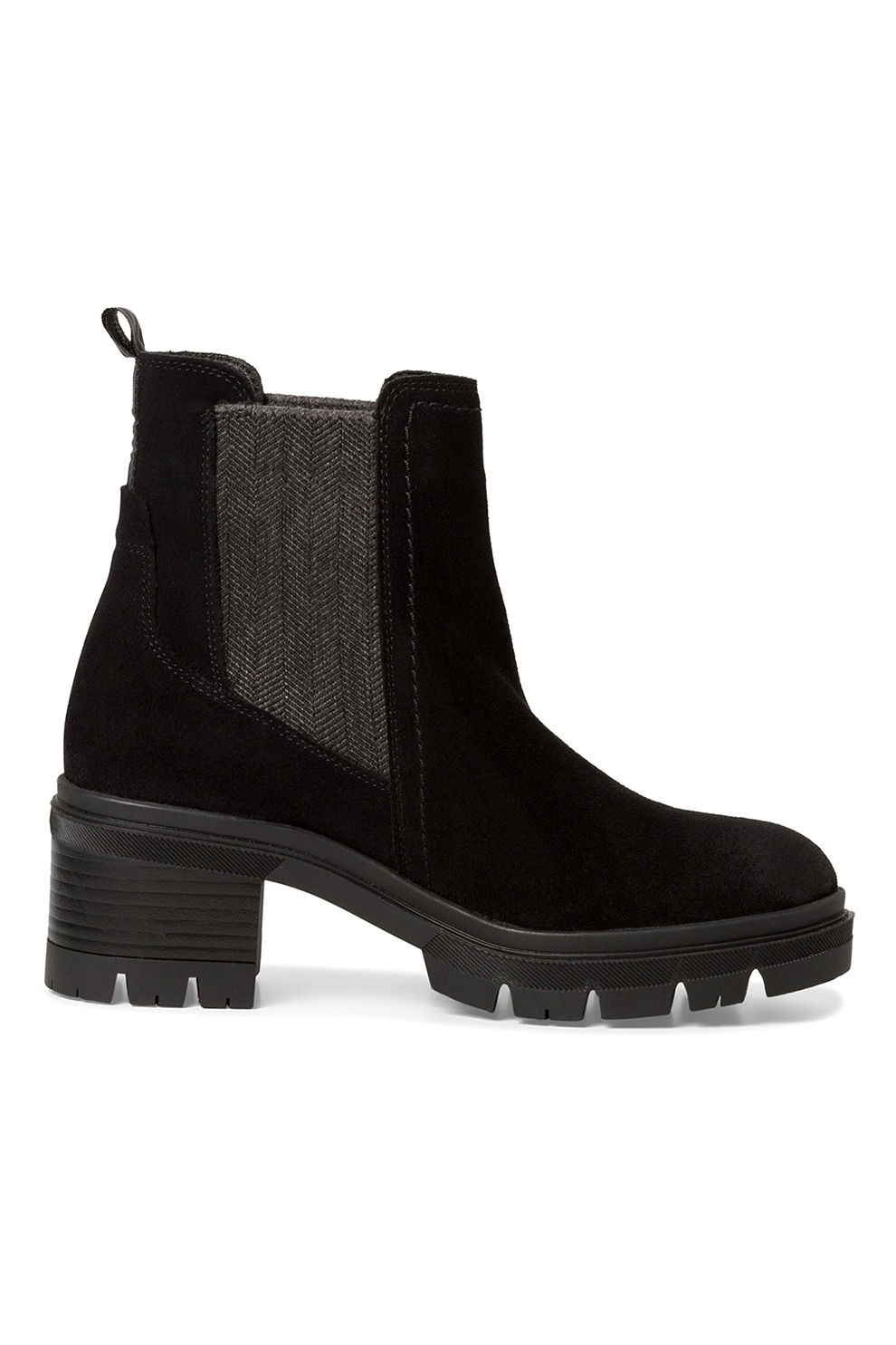 Tamaris, Botine Chelsea din piele intoarsa, Negru, 38 - eMAG.ro