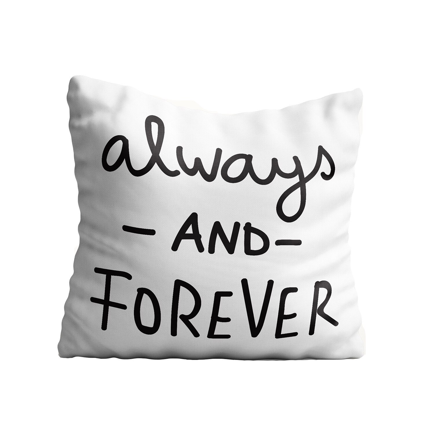 Perna decorativa cu mesaj, Felicis, din bumbac "Always and forever ...