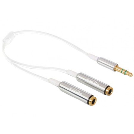 Аудио сплитер Delock, 3.5 мм, 2x Stereo, 25 см, Бял - eMAG.bg
