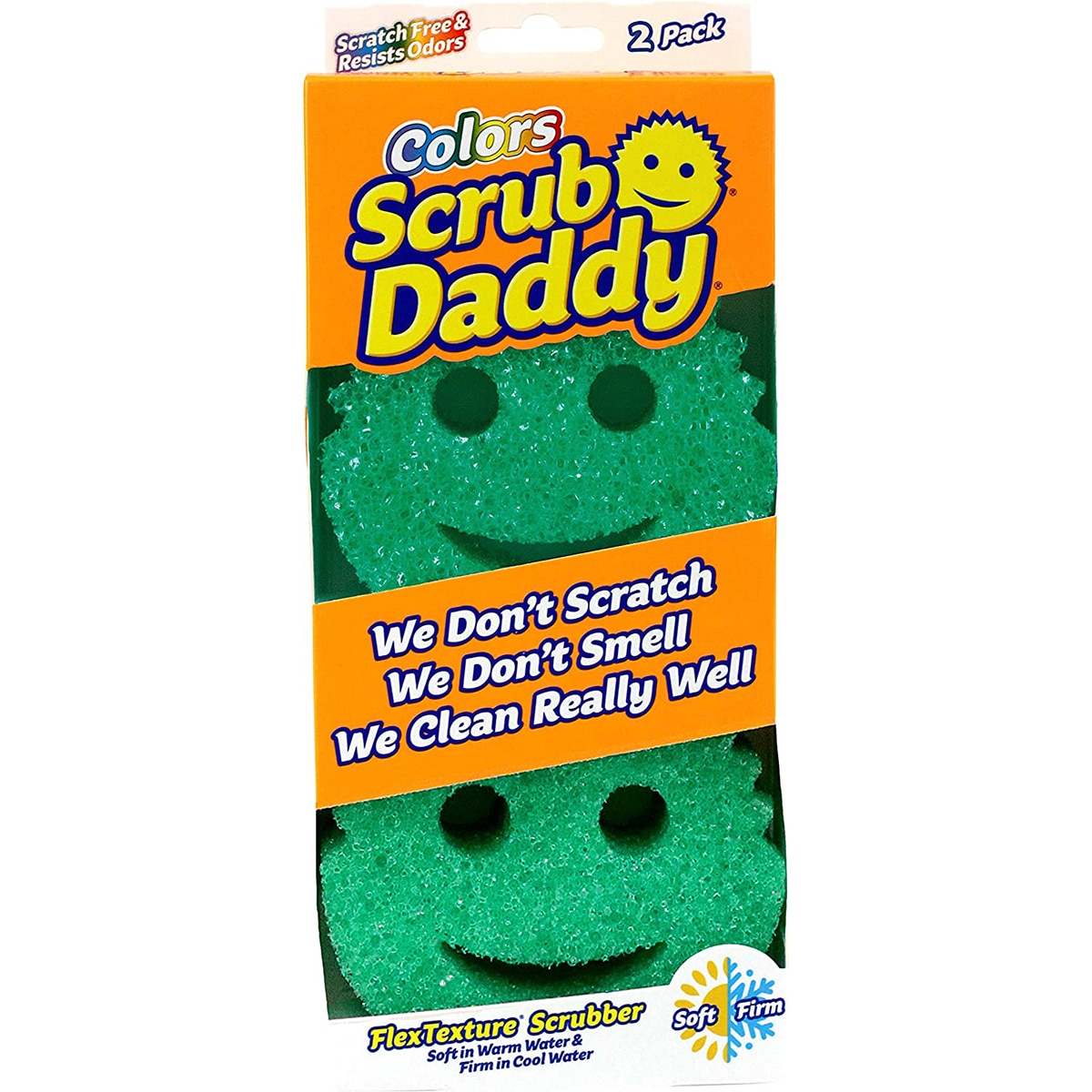 Гъба Scrub Daddy, За почистване без надраскване, Зелена, 2 части, 10 x ...