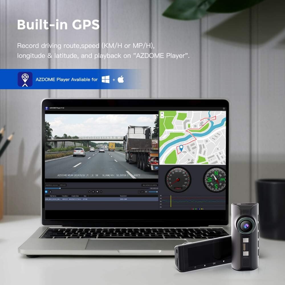 Camera auto DVR AZDOME M550, Tripla, 4K, WiFi, GPS, Unghi 170°, WDR, G ...