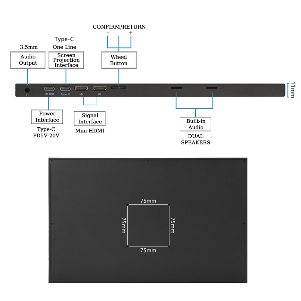 Monitor portabil, SIHOiSi, 17.3 Inch, Full HD, Negru - eMAG.ro