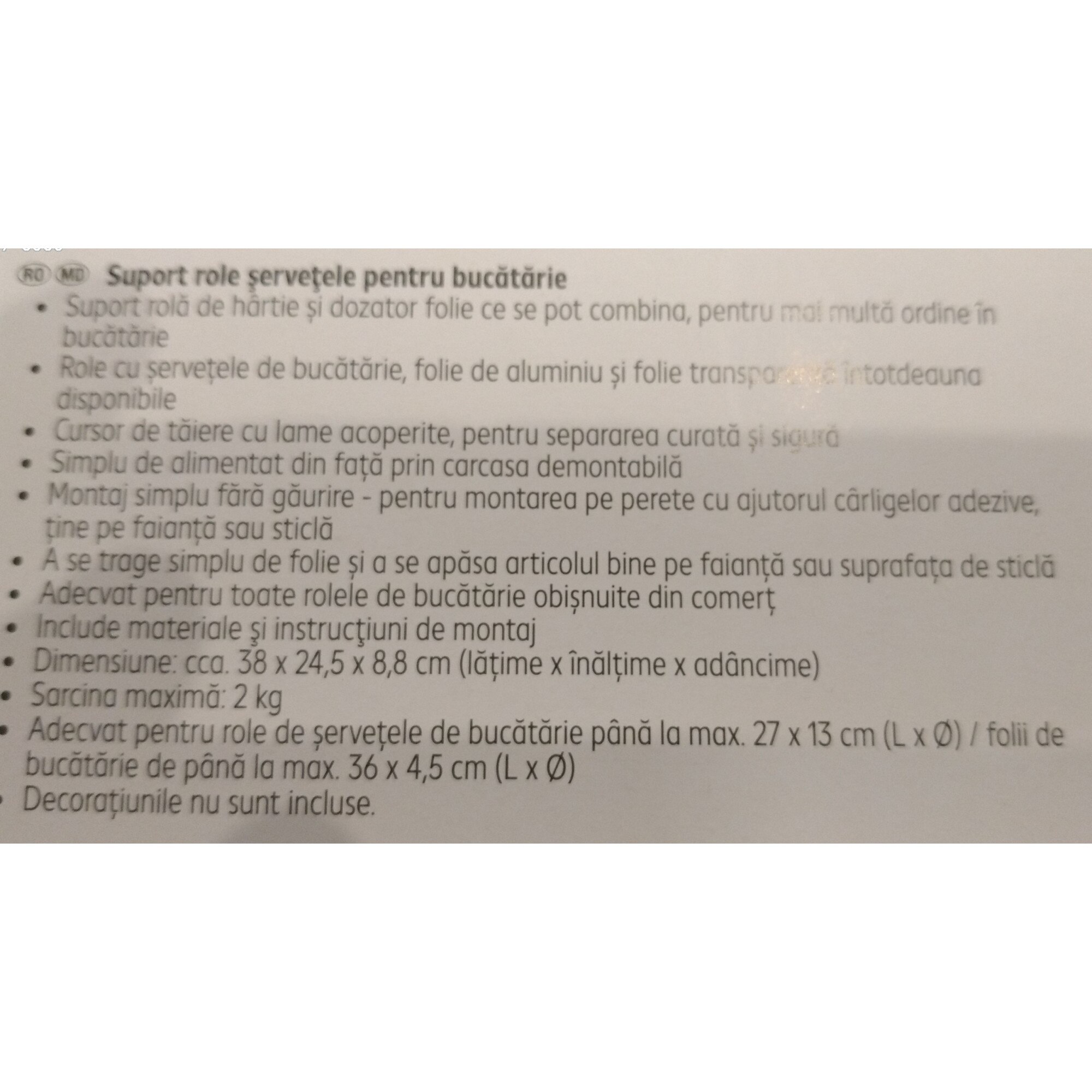 Suport 3 role - servetele, aluminiu, folie transparenta, prindere cu ...