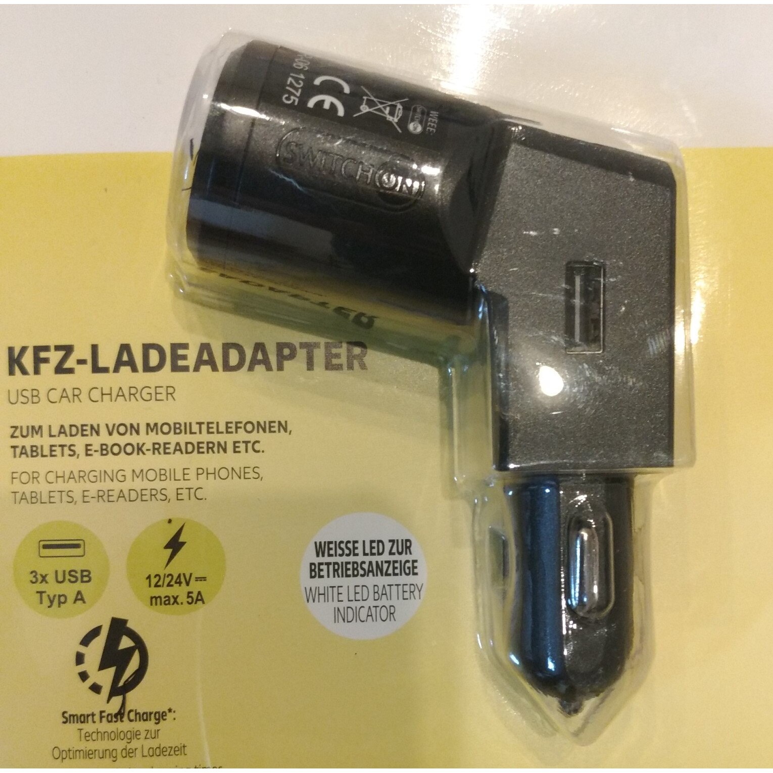 Adaptor priza auto 12/24V cu 3 USB, 2,4A - eMAG.ro