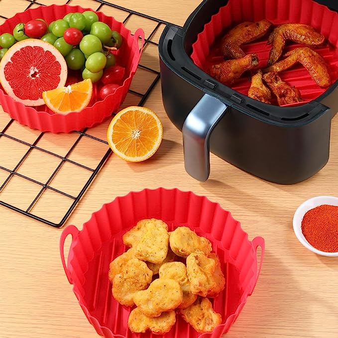 Castron din Silicon pentru Airfrier, 20.5x17.5x5cm, Universal, Rosu ...