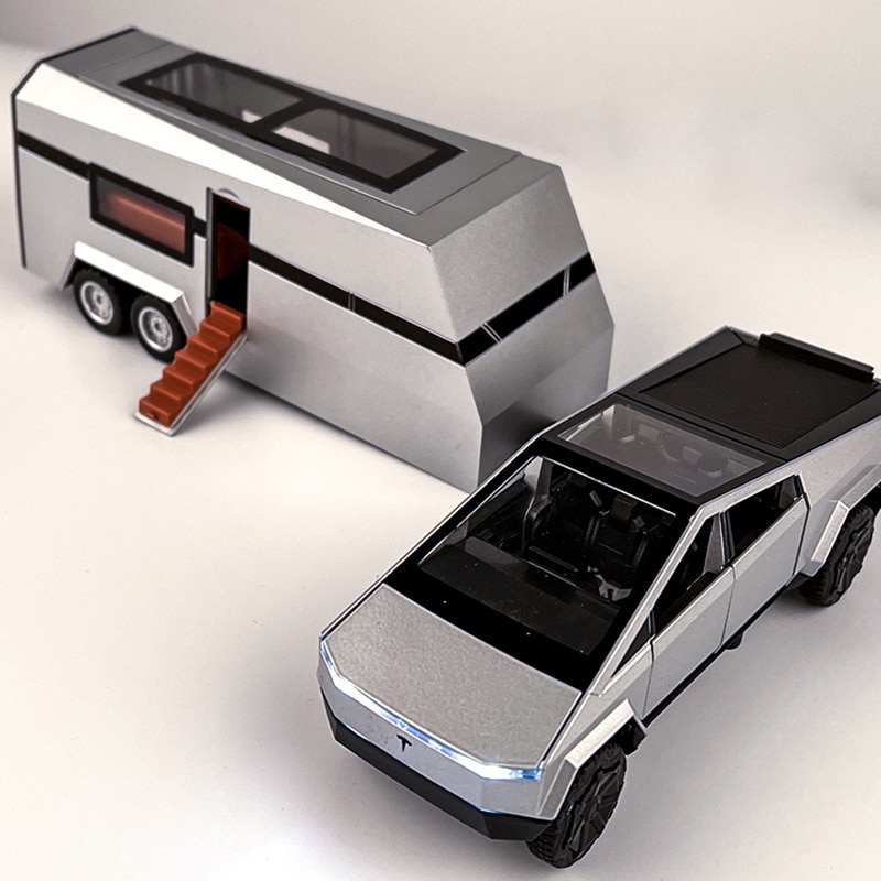 Masinuta de jucarie cu rulota Tesla, Argintiu - eMAG.ro