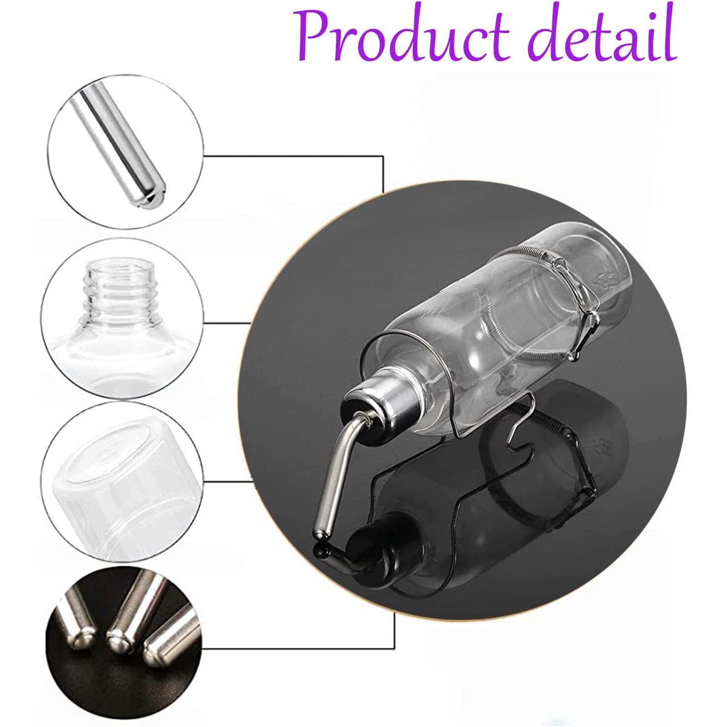 Set 2 sticle pentru adapatoare animale, Inox, 180ml, Alb - eMAG.ro