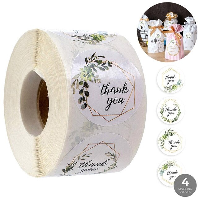 Rola 500 Stickere, Mesaj "Thank you", 4 modele, Multicolor - eMAG.ro