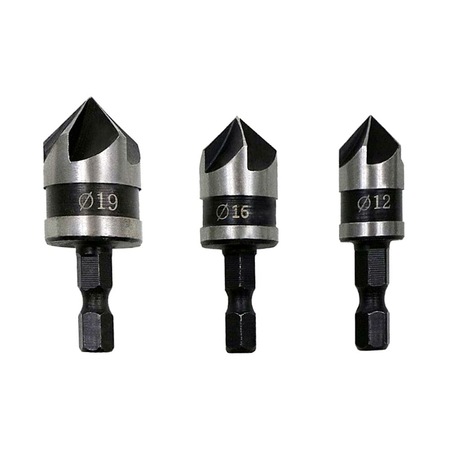 Set 3 capete pentru freza, Otel carbon, 90 de grade, 5 caneluri, Negru ...