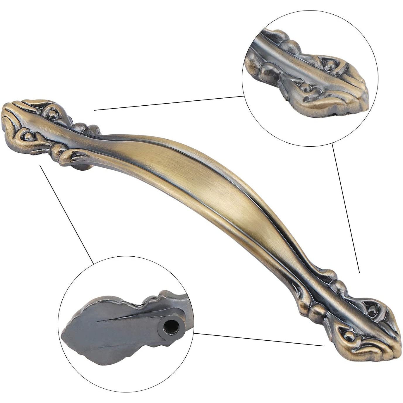 Set 10 manere de dulap de epoca in forma de arc antic, lungime 14,5 cm ...