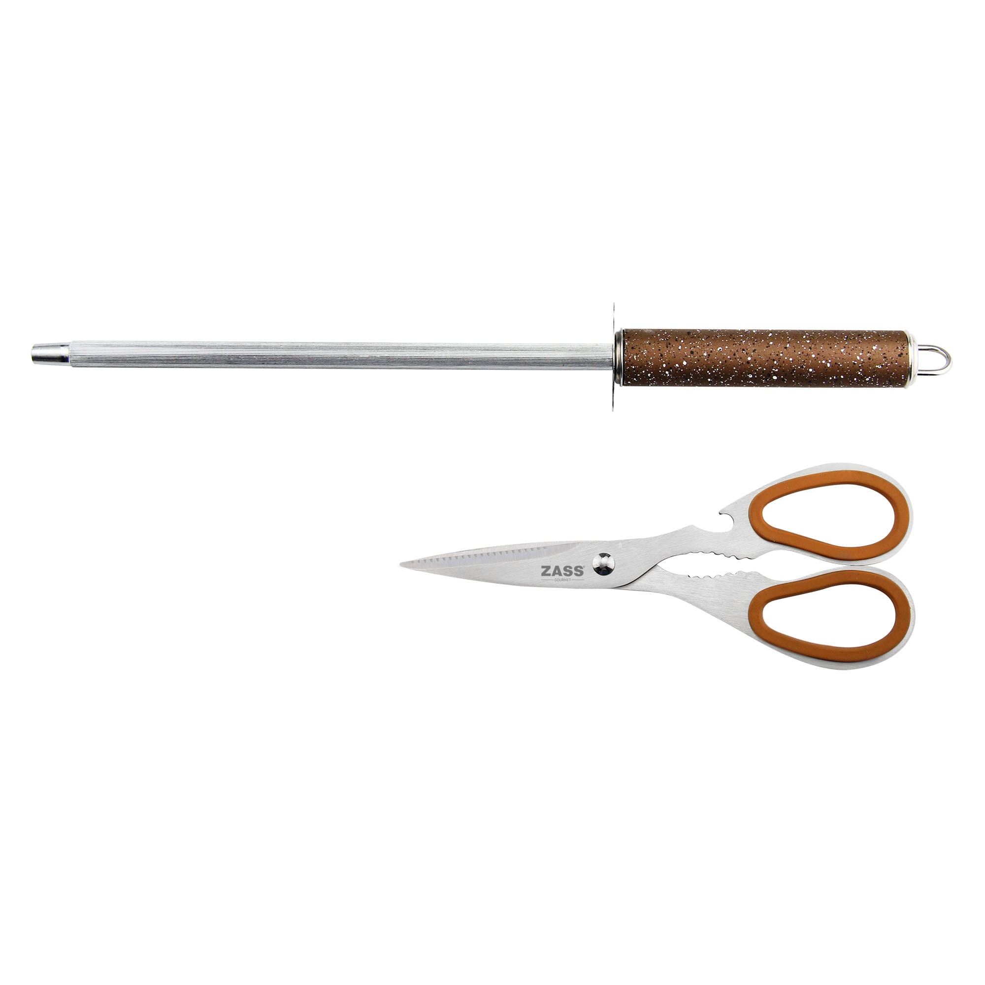 Set cutite 8 piese cu foarfeca, dispozitiv de ascutit si suport acrilic ...