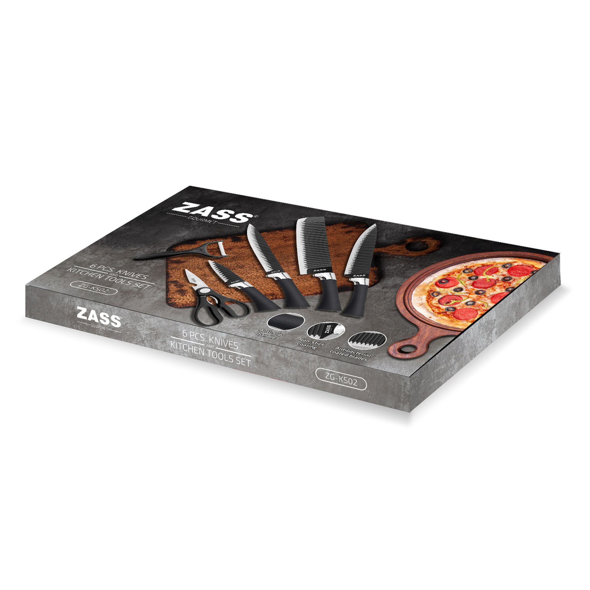 Set cutite 6 piese cu ustensile de bucatarie Zass Gourmet ZG-KS 02 ...