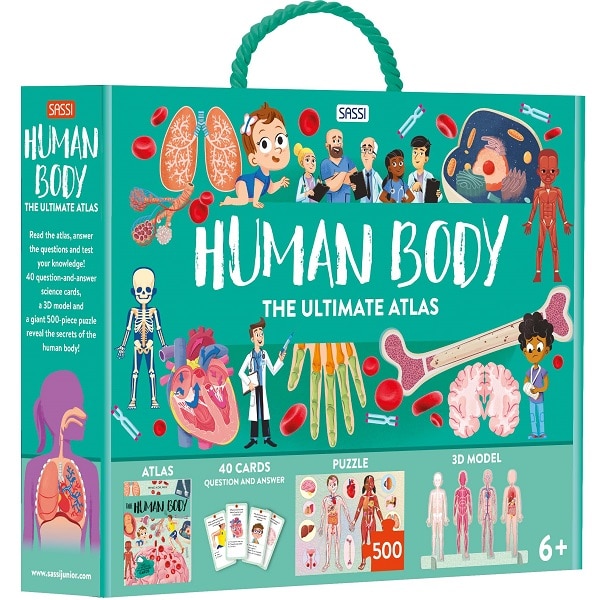 Комплект пъзел Sassi Human Body Giant, 500 части, Книга, 3D модел - eMAG.bg