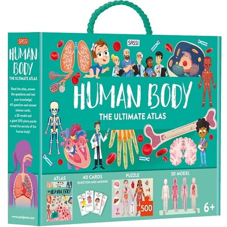 Комплект пъзел Sassi Human Body Giant, 500 части, Книга, 3D модел - eMAG.bg