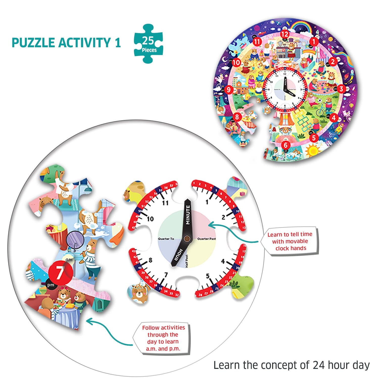 Puzzle - Invatam ceasul cu ursuletul - eMAG.ro